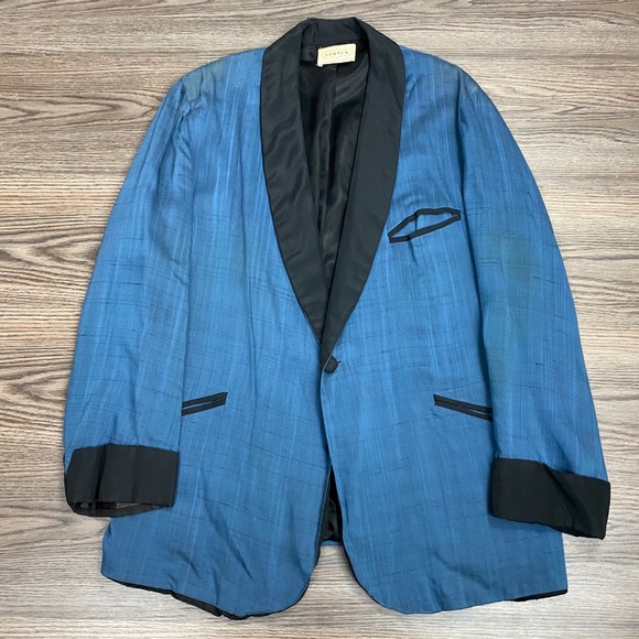 Roytex | Suits & Blazers | Roytex 96s Blue Sharkskin Smoking Jacket L ...